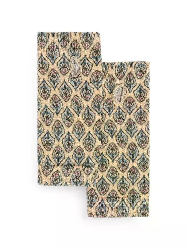 Momoni Morie Patterned Mittens - Neutrals
