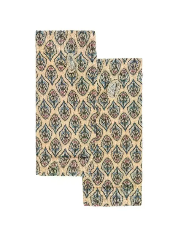 Momoni Morie Patterned Mittens - Neutrals
