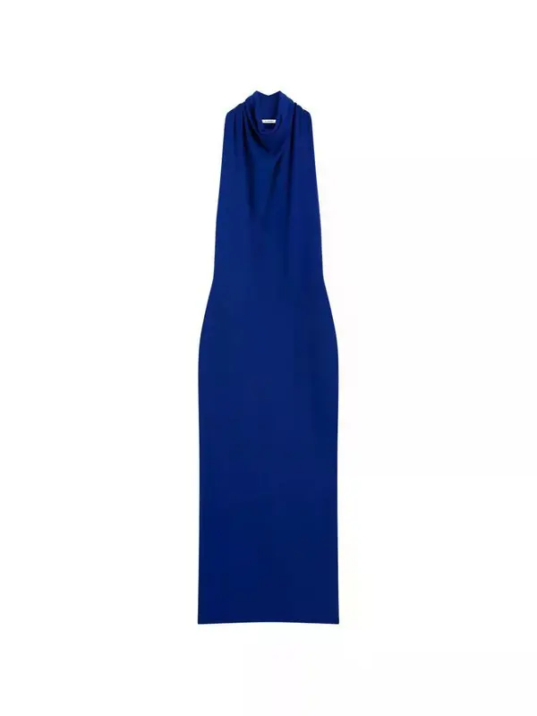 Givenchy Long Draped Dress In Wool - Blue