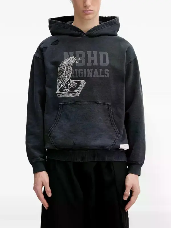 NEIGHBORHOOD Distressed Graphic-print Hoodie