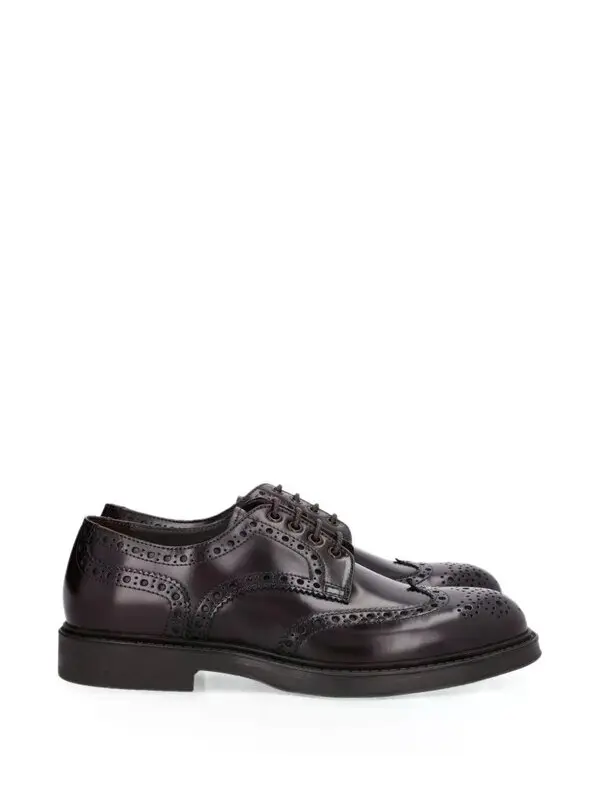 Al Duca D'aosta Polished Brogue Derby Shoes - Red
