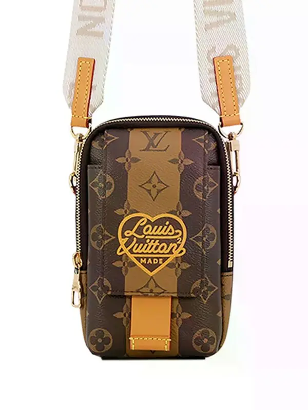 LOUIS VUITTON 2000-2026 Nigo Monogram Reverse Double Phone Pouch Crossbody Bag