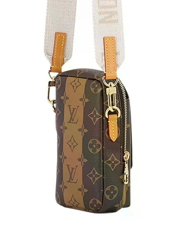 LOUIS VUITTON 2000-2026 Nigo Monogram Reverse Double Phone Pouch Crossbody Bag