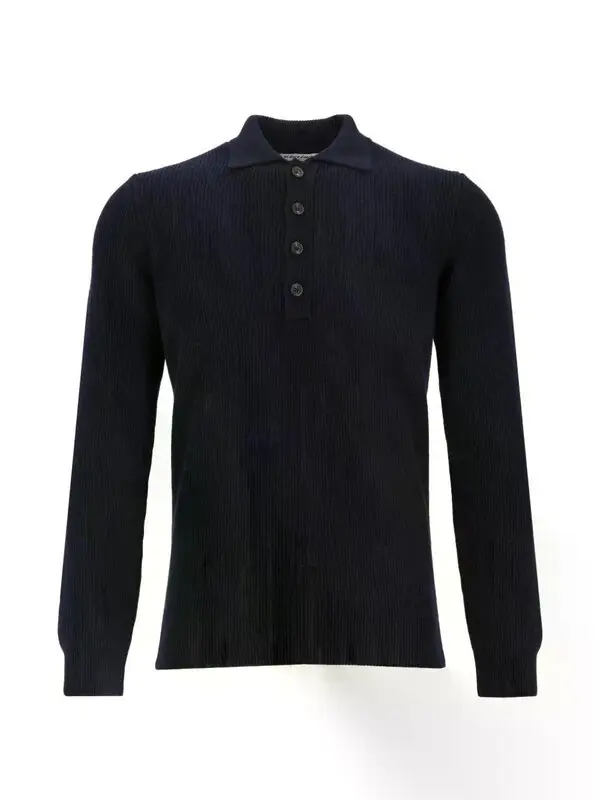 Al Duca D'aosta Ribbed-knit Polo Shirt - Blue