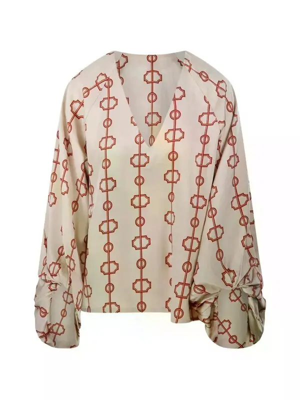 BY MALENE BIRGER Salia Parisian Scarf Geometric-print Blouse - Neutrals