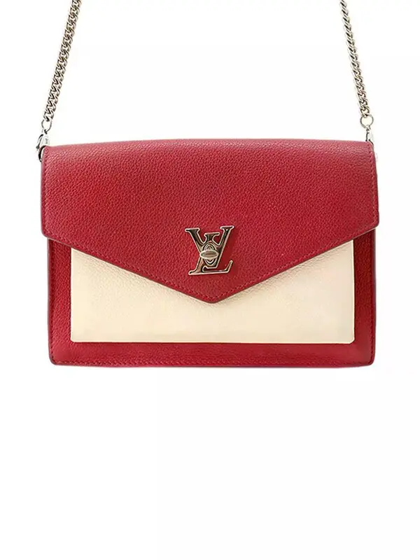 LOUIS VUITTON 2000-2026 Bicolor Leather Mylockme Chain Pochette Crossbody Bag