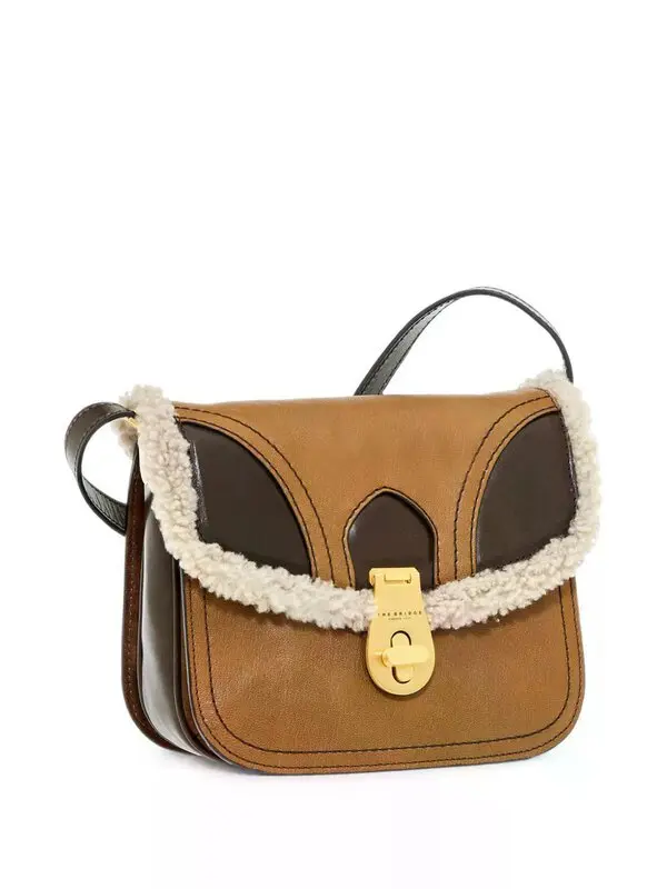 THE BRIDGE Shearling-trim Leather Cross Body Bag