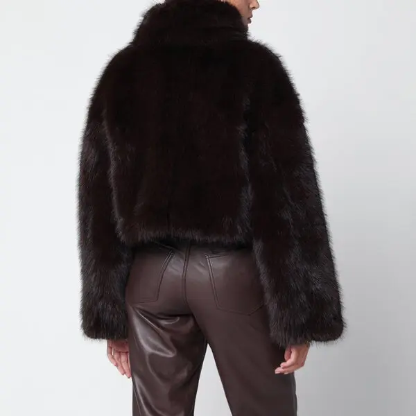 ROTATE BY BIRGER CHRISTENSEN Short Taupe Faux Fur Jacket