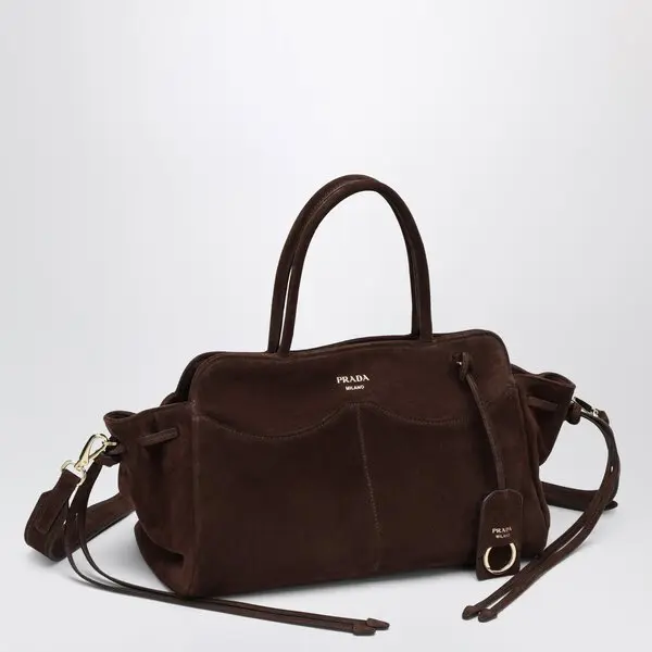 Prada Large Dark Suede Carry Bag
