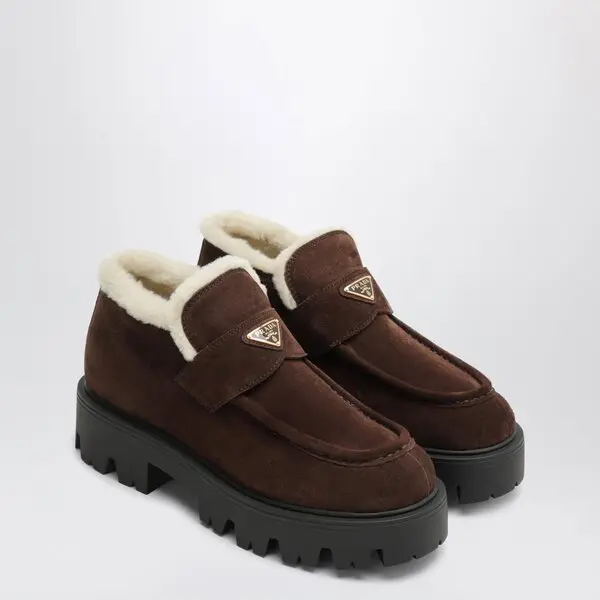 Prada Dark Suede Moccasins