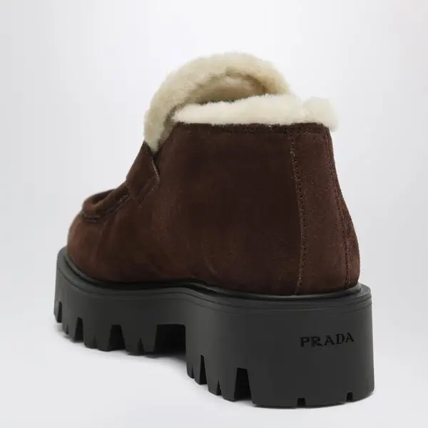 Prada Dark Suede Moccasins