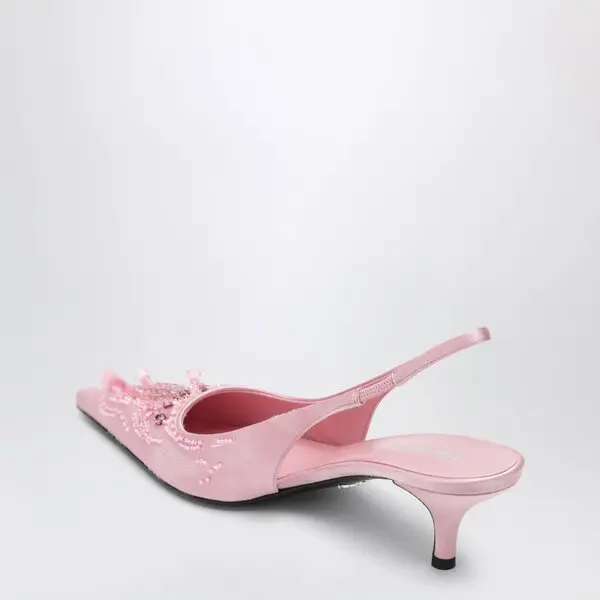 Prada Silk And Viscose Slingback Pumps - Pink