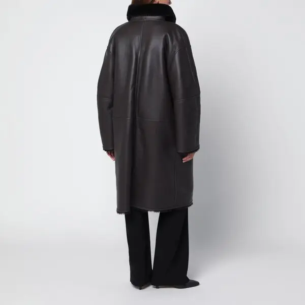 TOTEME Oversized Dark Sheepskin Coat