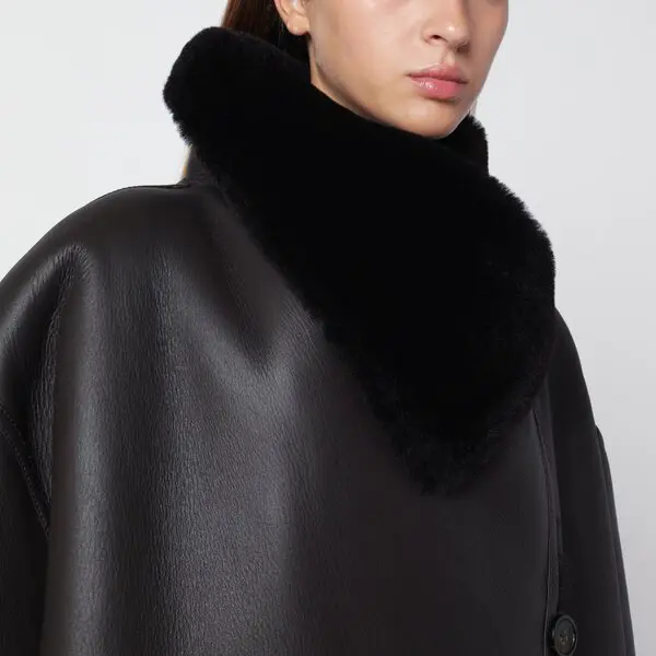 TOTEME Oversized Dark Sheepskin Coat
