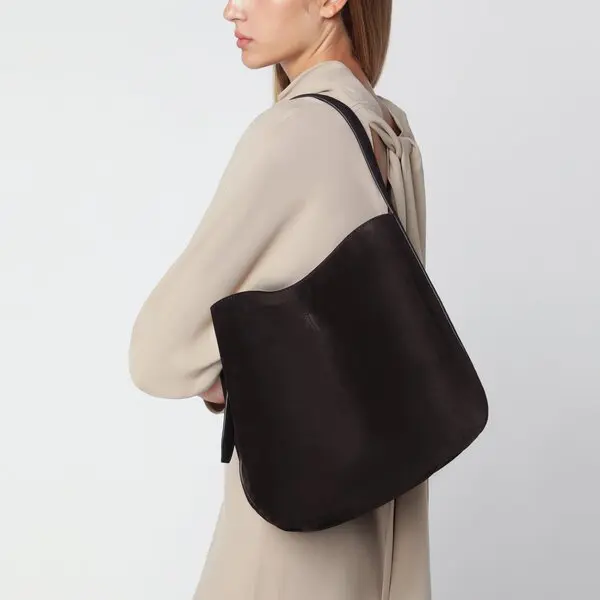 TOTEME Espresso Medium Suede Tote Bag