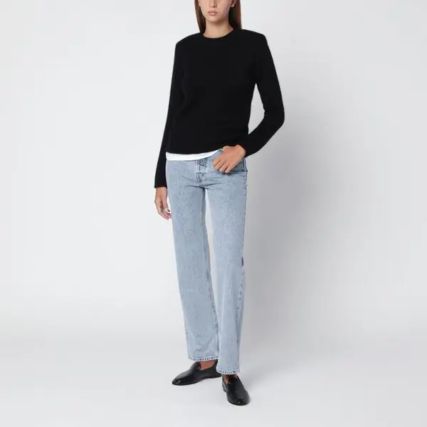 TOTEME Crew-neck Sweater In Silk And Cashmere Blend - Black