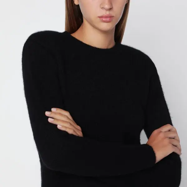 TOTEME Crew-neck Sweater In Silk And Cashmere Blend - Black