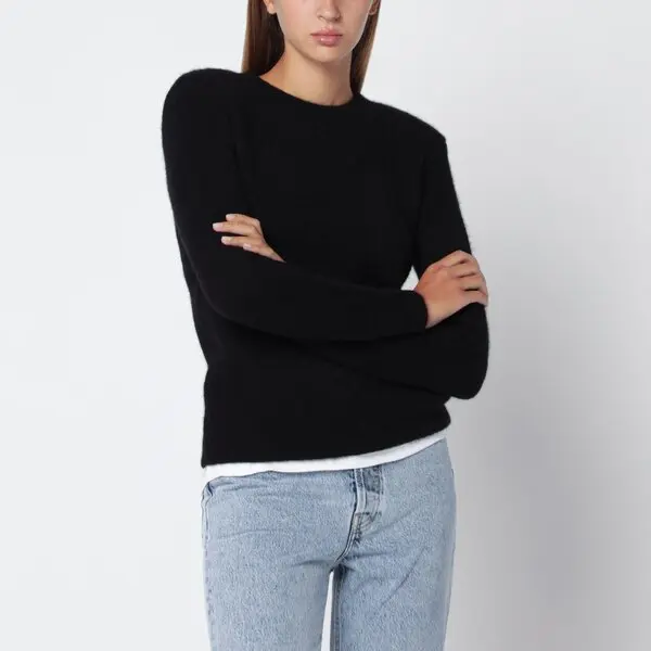 TOTEME Crew-neck Sweater In Silk And Cashmere Blend - Black