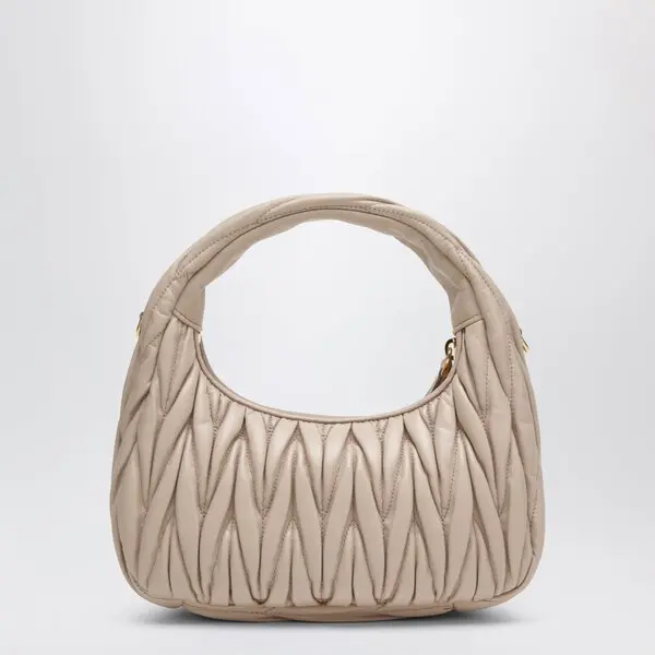 Miu Miu Small Miu Wander Bag In Matelassé Leather, Powder - Pink