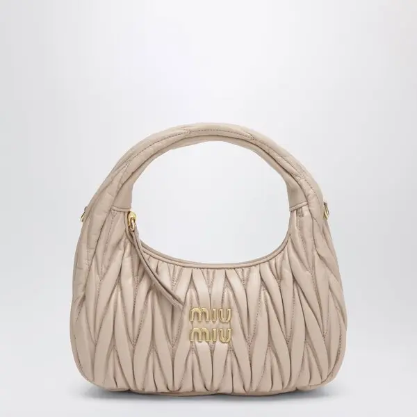 Miu Miu Small Miu Wander Bag In Matelassé Leather, Powder - Pink