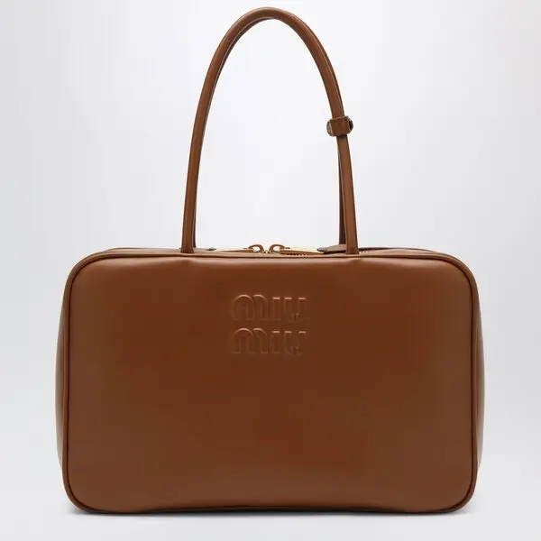 Miu Miu Beau Large Bag In Cognac Leather