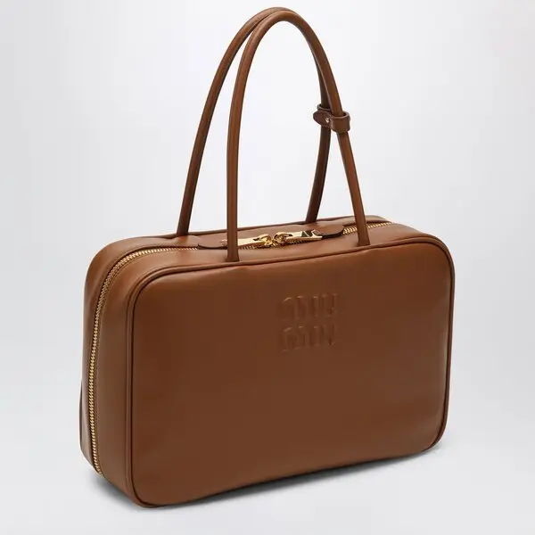 Miu Miu Beau Large Bag In Cognac Leather