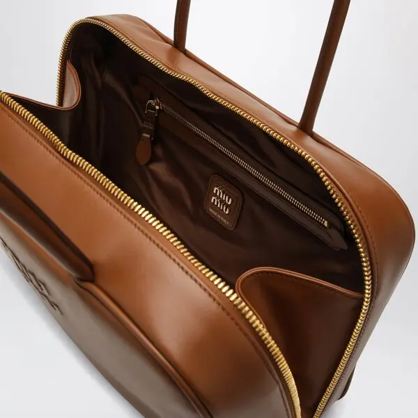 Miu Miu Beau Large Bag In Cognac Leather