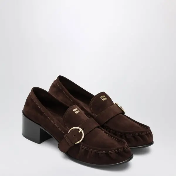 Miu Miu Dark Suede Moccasins