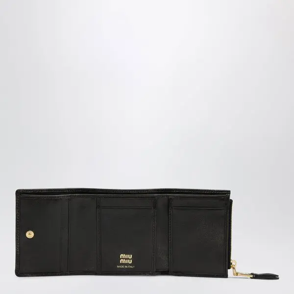 Miu Miu Coffee-coloured Three-compartment Wallet With A Vintage Look