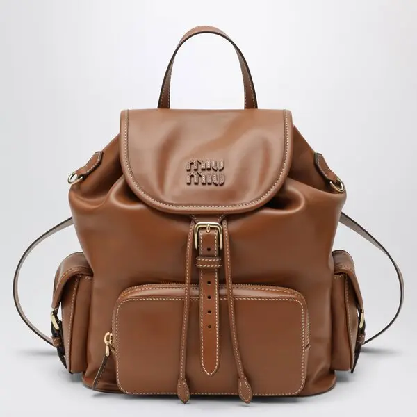 Miu Miu Cognac Calfskin Backpack - Brown