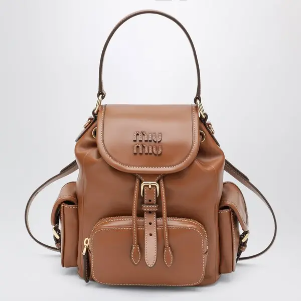 Miu Miu Cognac Calfskin Backpack - Brown