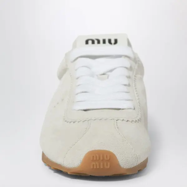 Miu Miu Plume Sneakers In Suede - White