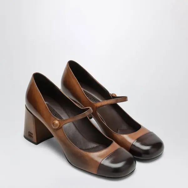 Miu Miu Cognac/dark Leather Mary Jane Pumps