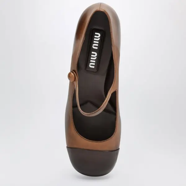 Miu Miu Cognac/dark Leather Mary Jane Pumps