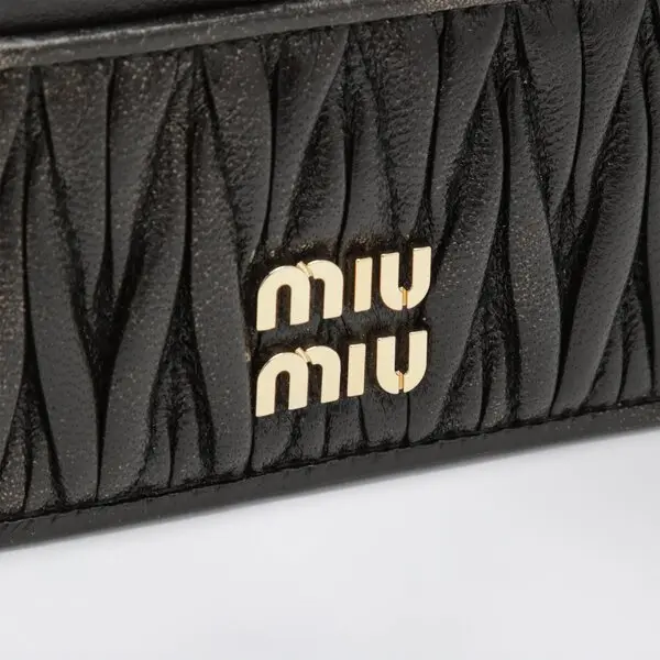 Miu Miu Card Holder In Quilted Nappa - Brown