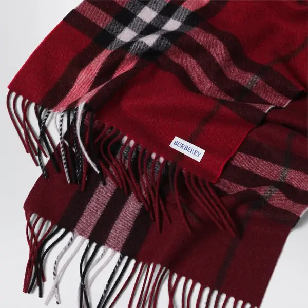 Burberry Cashmere Scarf With Faded Check Pattern - Red