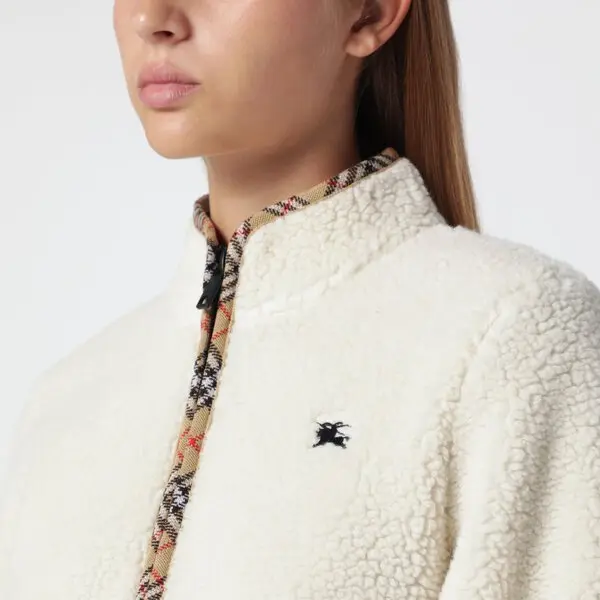Burberry Cropped Jacket In Wool And Cashmere Blend - White