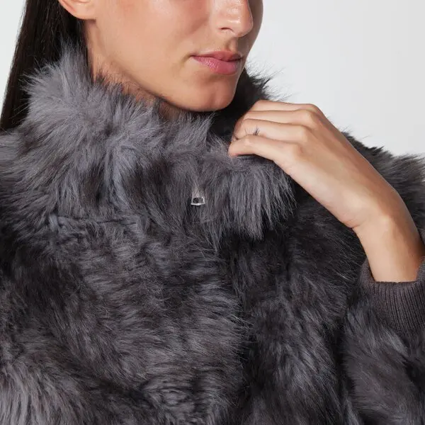 SWORD 6644 Cropped Shaded Faux Fur Jacket