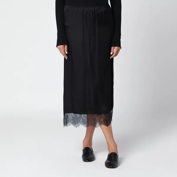 ANINE BING Shelby Silk Satin Skirt - Black