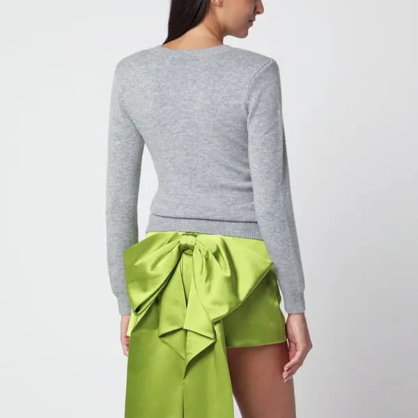 SELF-PORTRAIT Gray Wool Sweater With Flower