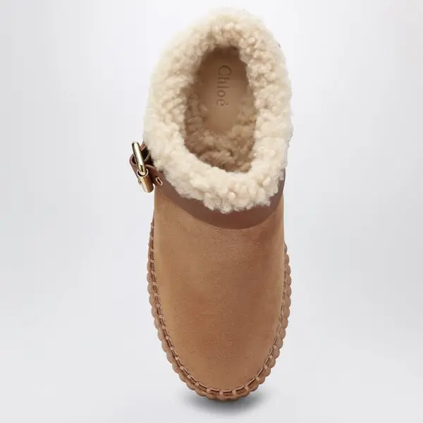 Chloé Light Nama Suede Wedge Mules