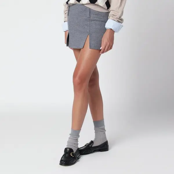 Miu Miu Gray Wool And Cashmere Miniskirt