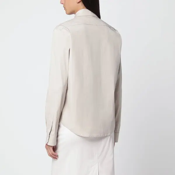 Miu Miu Shirt In Stretch Poplin, Chalk
