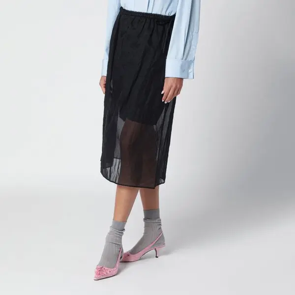 Prada Midi Skirt In Cotton Organdy