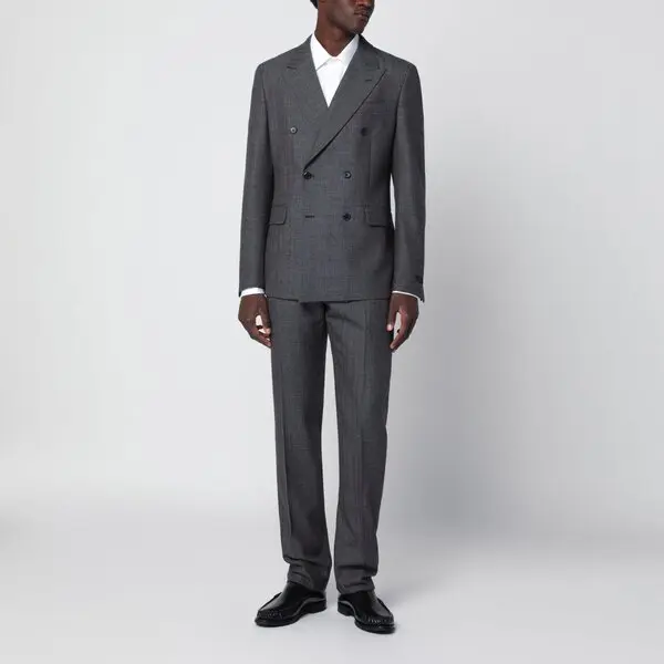 Prada Ebony Double-breasted Suit In Virgin Wool