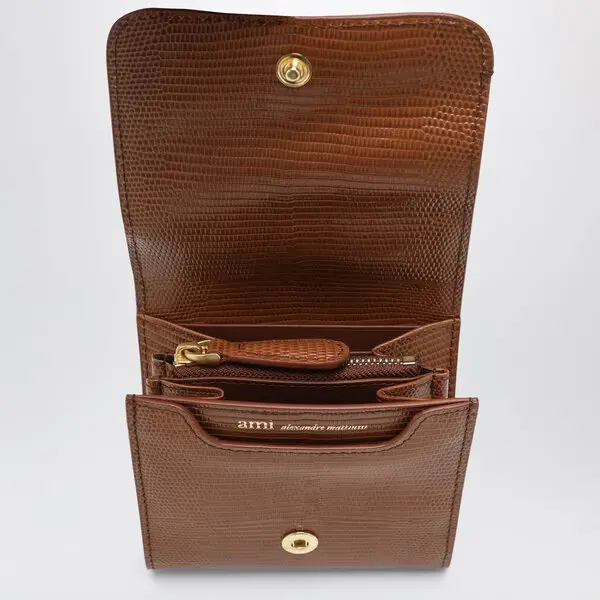 AMI Paris Cognac Paris Paris Compact Leather Wallet