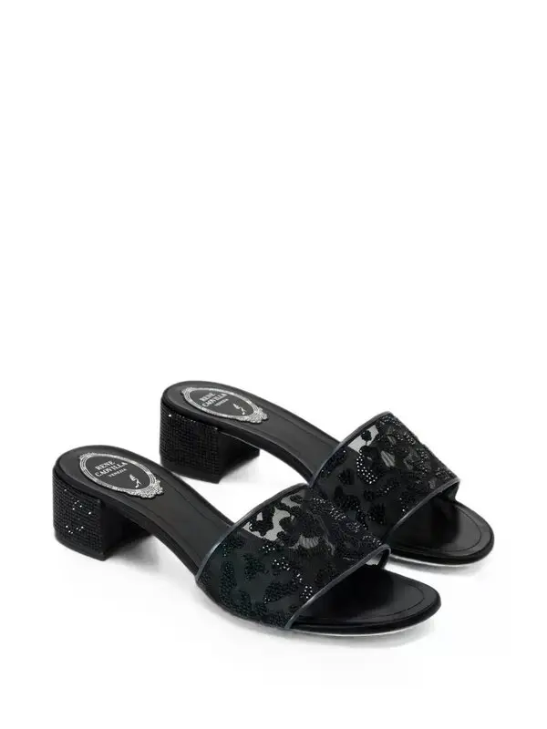 Rene Caovilla Allure Rhinestone-embellished Leopard-pattern Block-heel Sandals