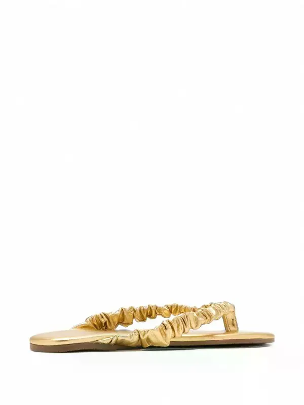 Tkees Savannah Ruched-leather Flat Thong Sandals - Gold