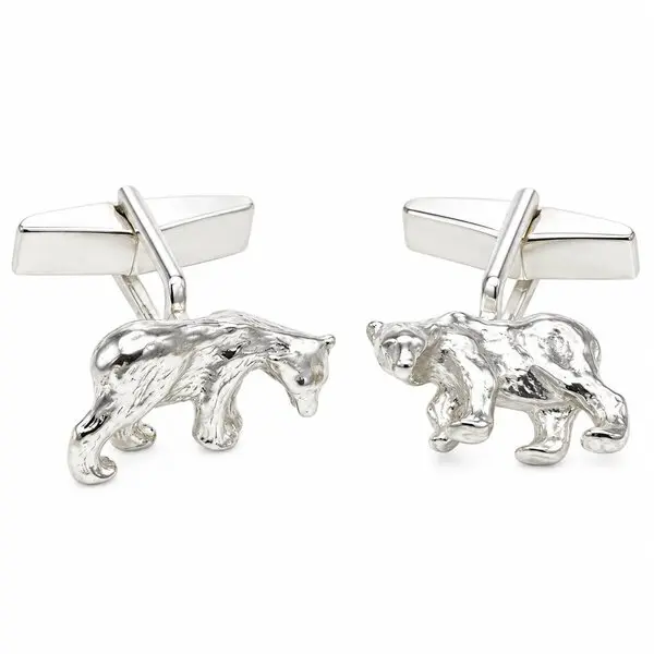 SIMON KEMP JEWELLERS Polar Bear Cufflinks In Solid Sterling Recycled - Silver