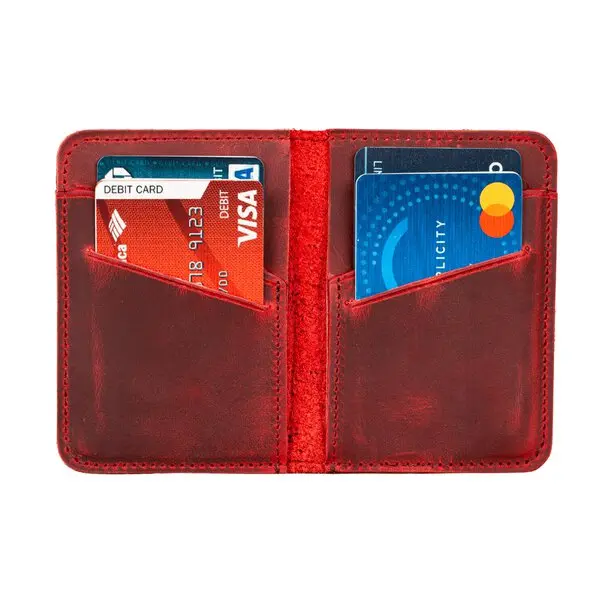 LEATHERE Classic Leather Cardholder Wallet Berkeley - Red